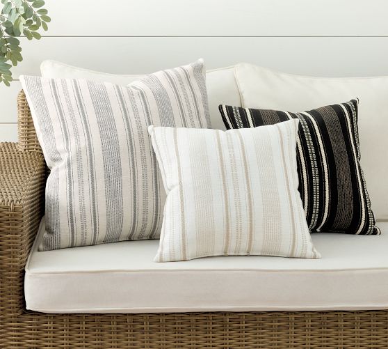 Celine Striped Outdoor Performance Pillow | Pottery Barn