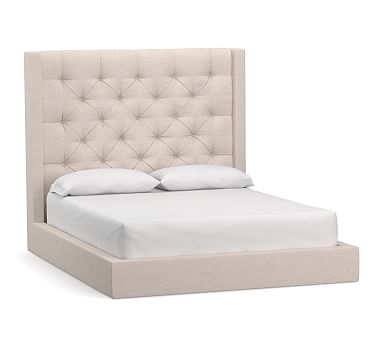 Harper Tufted Upholstered Tall Platform Bed Pottery Barn