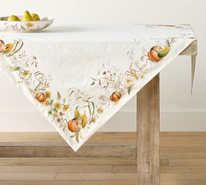 Bedford Harvest Cotton/Linen Table Throw | Pottery Barn