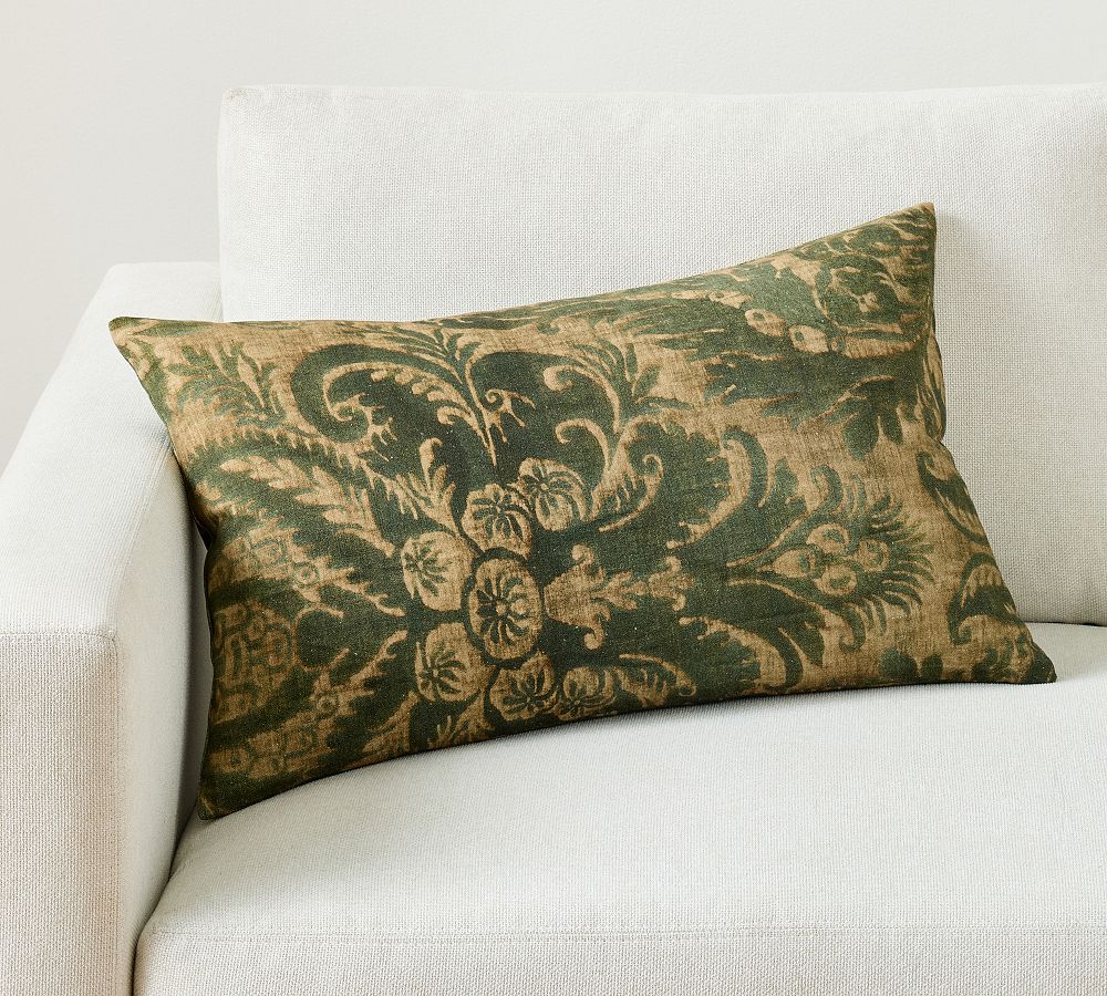 Damask Printed Lumbar Pillow | Pottery Barn