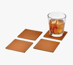 French Handcrafted Leather Square Coasters - Set of 4 | Pottery Barn