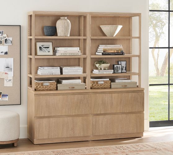 Pottery barn bookcase with doors store