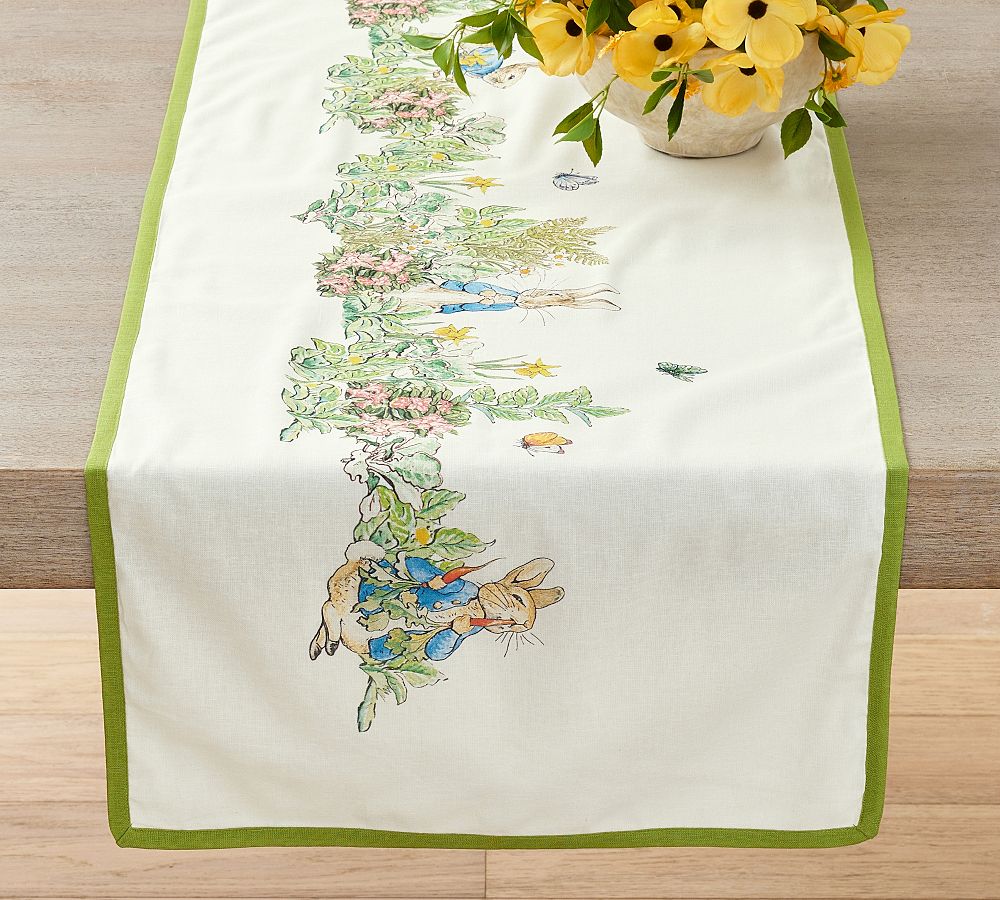 Peter Rabbit™ Garden Cotton/Linen Table Runner | Pottery Barn