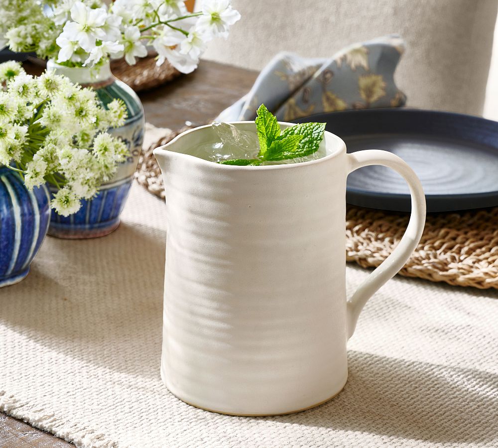 Larkin Stoneware Pitcher - Elegant Tableware | Pottery Barn