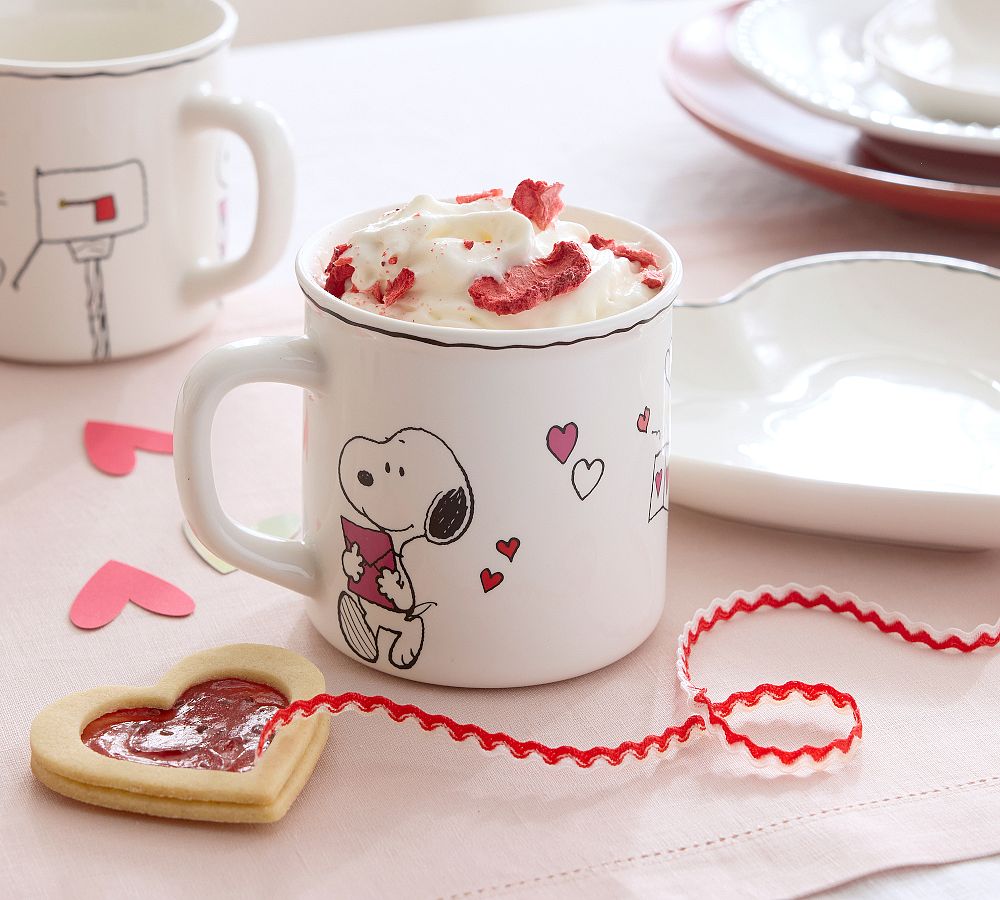 Peanuts Snoopy™ Hearts Decal Mug | Pottery Barn