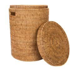 Tava Handwoven Rattan Round Hamper | Pottery Barn