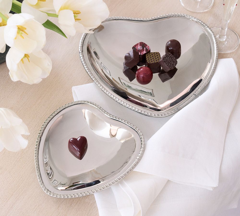 Heritage Silver Heart Platters - Set of 2 | Pottery Barn