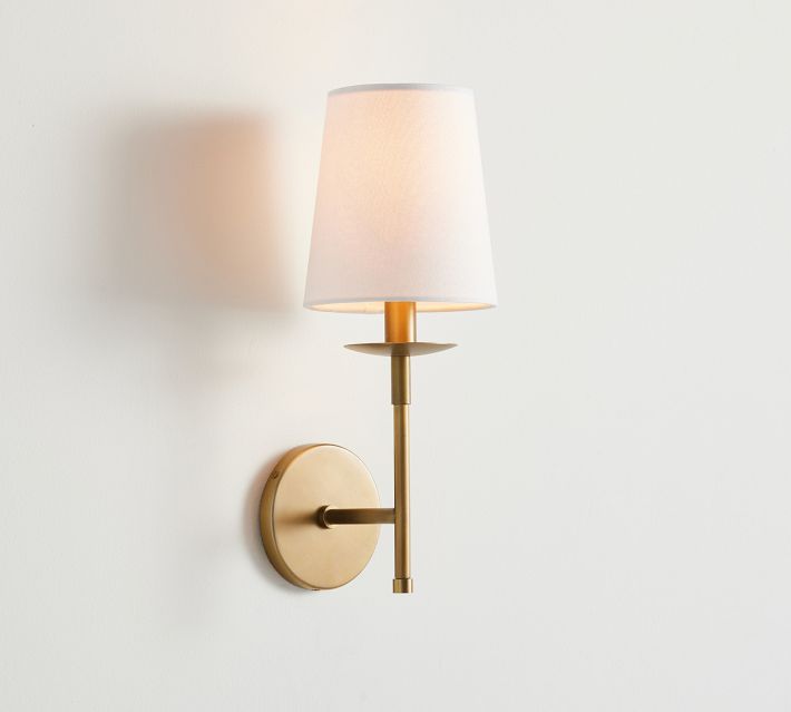 Remington Shaded Sconce Tumbled Brass Pottery Barn 6407676