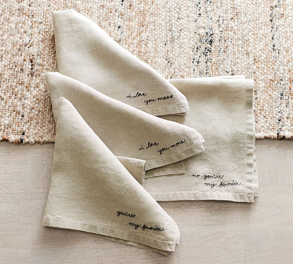 Embroidered Linen Napkins - Set of 4 | Pottery Barn