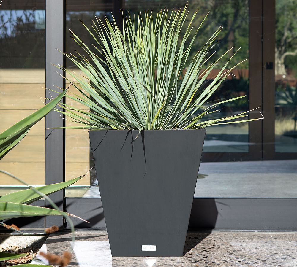 All Weather Eco Hevea Tapered Cube Short Outdoor Planters | Pottery Barn