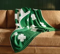 Four Leaf Clover Jacquard Knit Throw | Pottery Barn