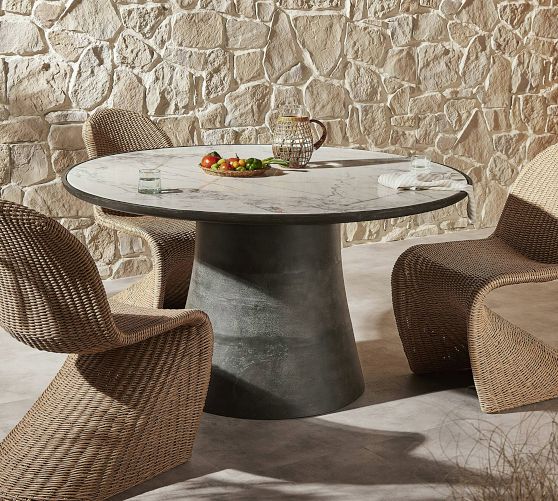 Darlyn Marble Round Outdoor Dining Table (55") | Pottery Barn