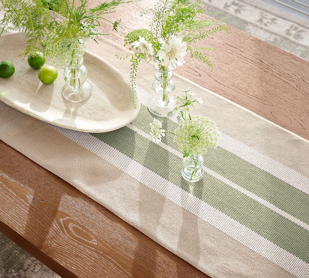Triston Striped Cotton Table Runner | Pottery Barn