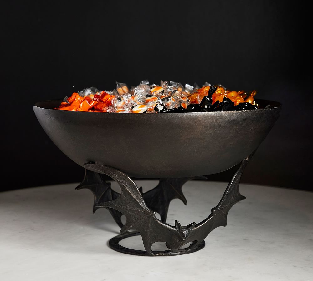 Trick or Treat Bat Metal Candy Bowl | Pottery Barn