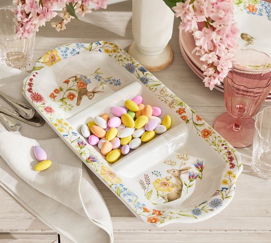 Spring Garden Stoneware Multi Condiment Server | Pottery Barn