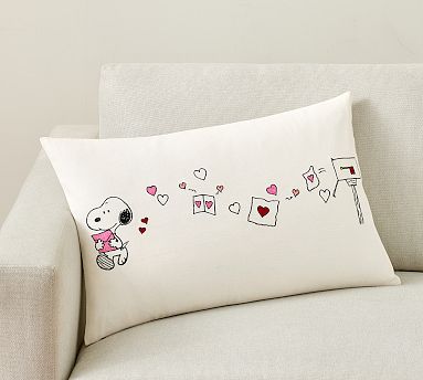 Peanuts Snoopy™ Hearts Lumbar Pillow | Pottery Barn