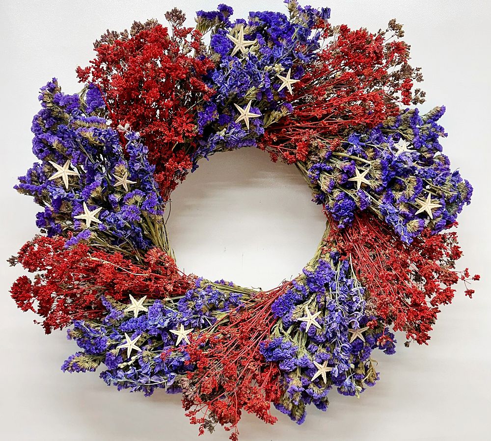 Handmade Dried Liberty Flower Wreath | Pottery Barn