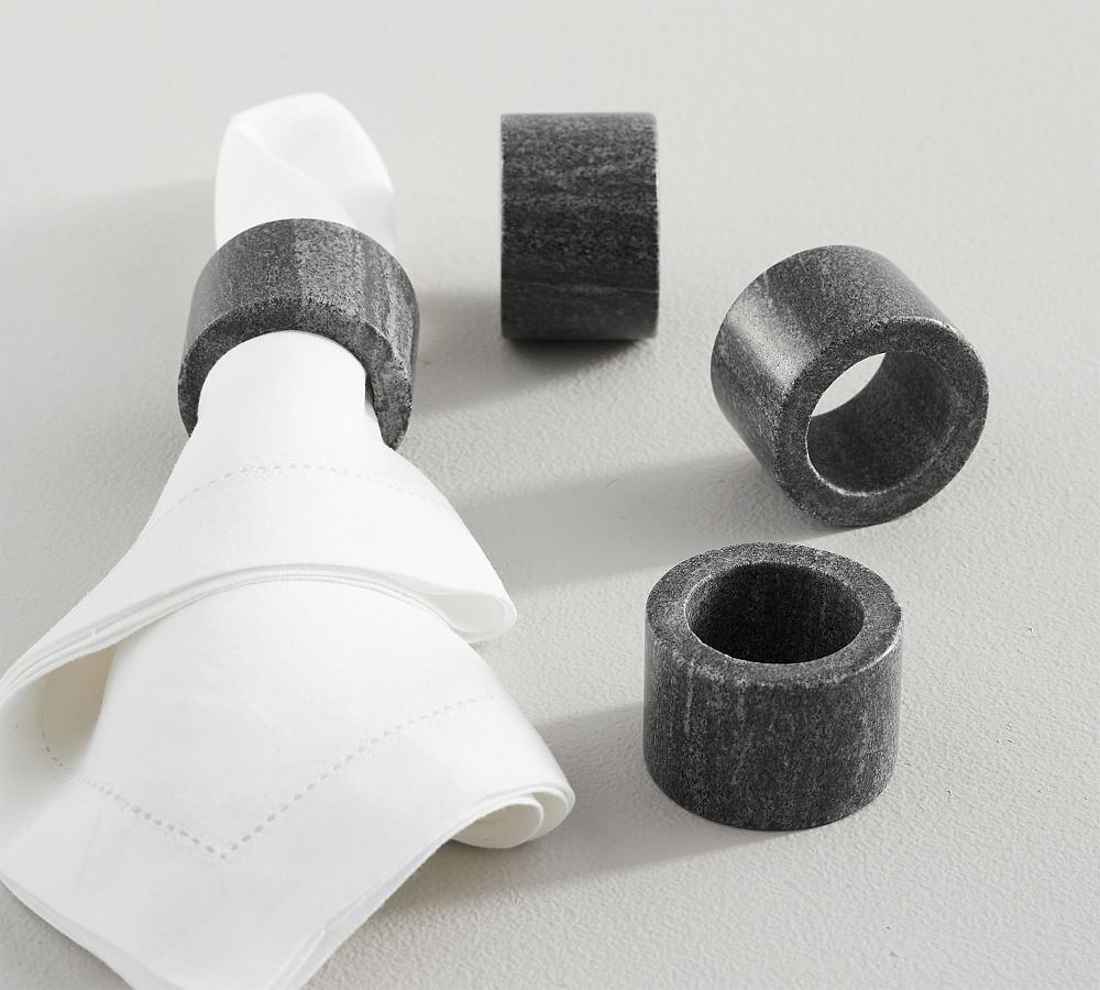 Black Marble Napkin Rings | Pottery Barn
