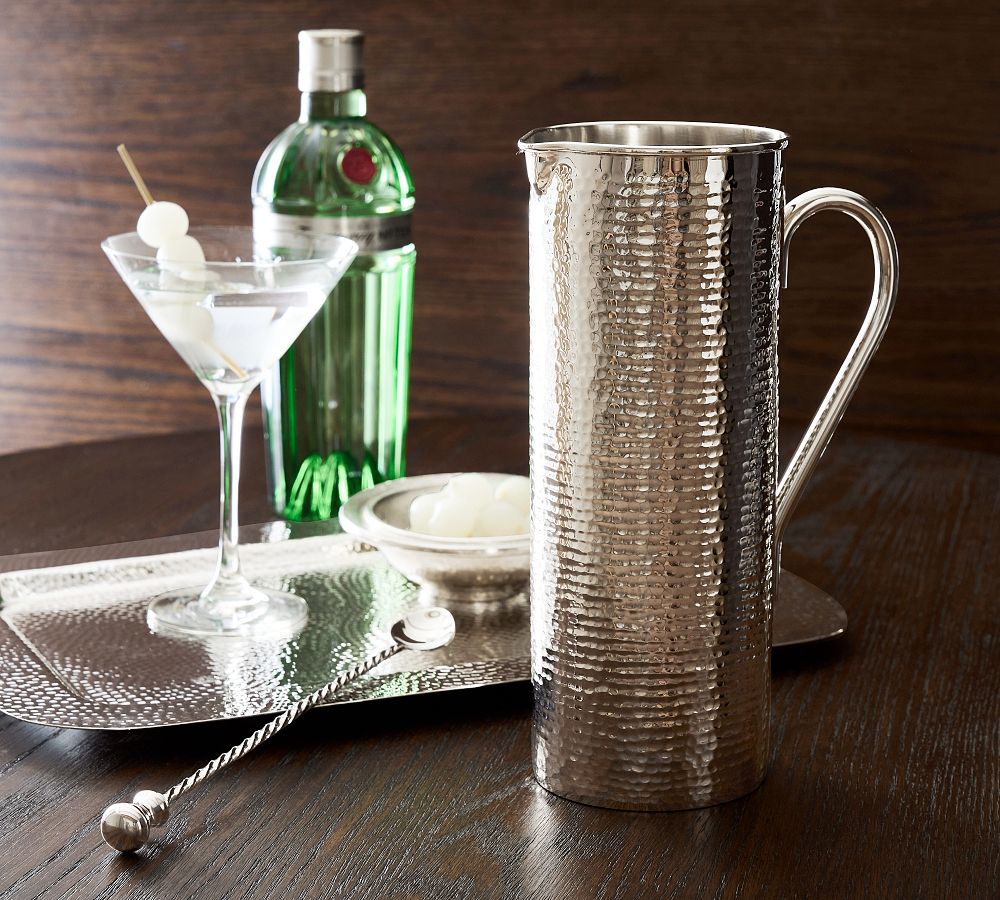 Hammered Nickel Pitcher - Elegant Tableware | Pottery Barn