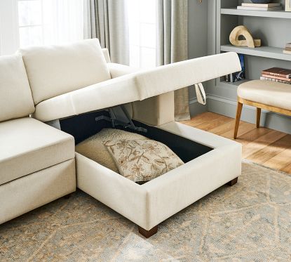 Shasta Square Arm Trundle Chaise Sleeper Sofa Pottery Barn
