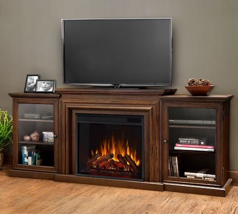 Real Flame Frederick Electric Fireplace Media Cabinet Chestnut Pottery Barn