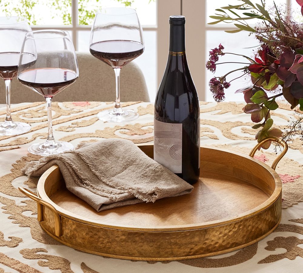 Mango Wood & Copper Serving Tray | Pottery Barn