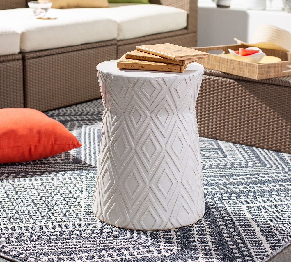 Josiah Ceramic Round Outdoor Accent Table | Pottery Barn