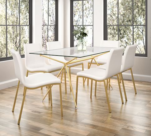 Avery Glass Dining Table 60 66 Pottery Barn