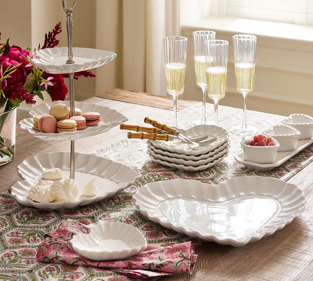Heirloom Scalloped Heart Stoneware Serveware Collection | Pottery Barn