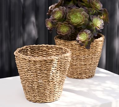 Safi Handwoven Seagrass Outdoor Planters | Pottery Barn