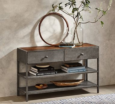 Reclaimed wood console table pottery barn store