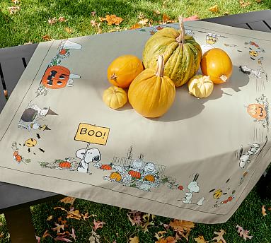 Peanuts™ Cotton/Linen Table Throw – Joyful Décor | Pottery Barn
