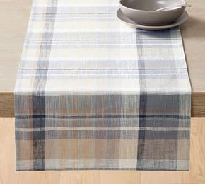 Montecito Plaid Cotton/Linen Table Runner | Pottery Barn