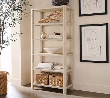 Wicker etagere bookcase store