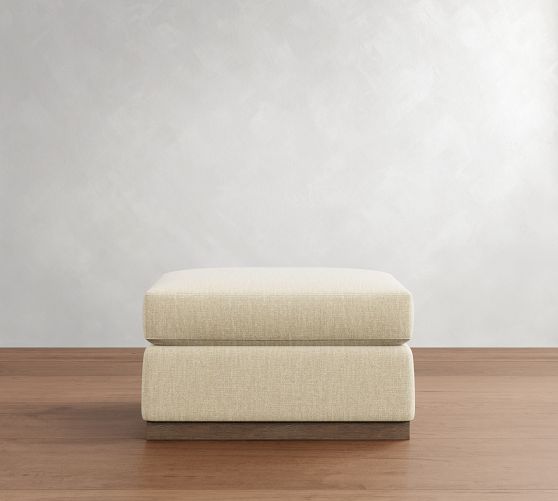Carmel Recessed Arm Wood Base Ottoman - Stylish Comfort | Pottery Barn