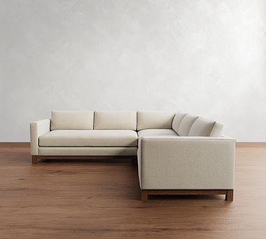Jake Brindle Wood Base 3 Piece L Shaped Sectional 110 Pottery Barn