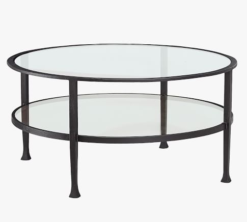 Pottery barn round glass coffee table store