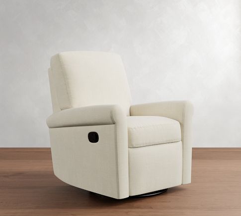 PB Comfort Modern Roll Arm Upholstered Swivel Armchair Memory Foam Cushions Rustic Chenille Ivory