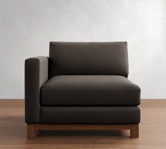 Build Your Own Jake Leather Brindle Wood Base Sectional | Pottery Barn