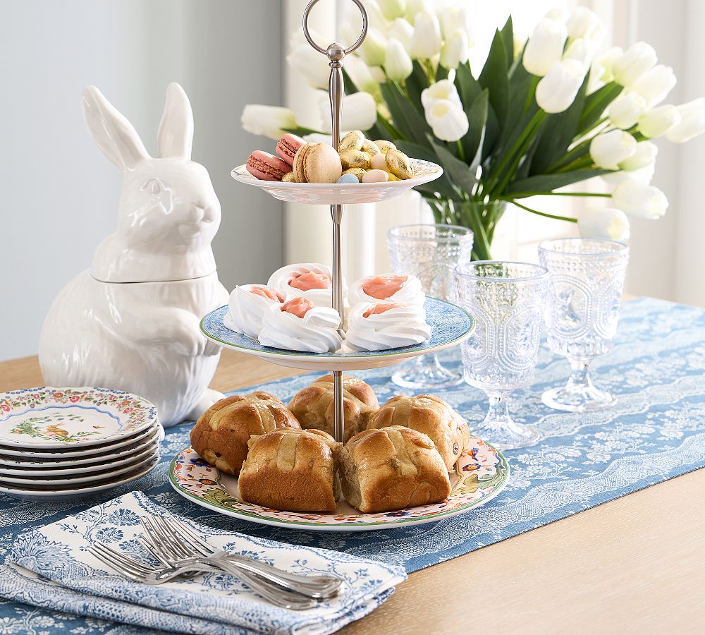 Botanical Bunny Tiered Stand - Charming Decor | Pottery Barn
