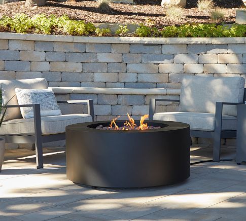 Outdoor Burrows 36 Round Propane Fire Pit Table Black Pottery Barn