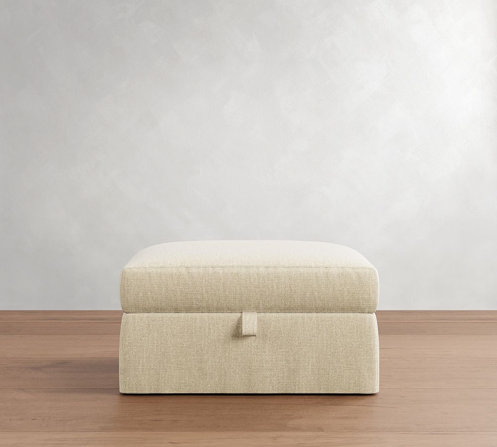 Carmel Recessed Arm Slipcovered Sectional Storage Ottoman | Pottery Barn
