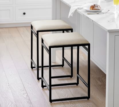 Hardy Upholstered Backless Counter Stool Pottery Barn