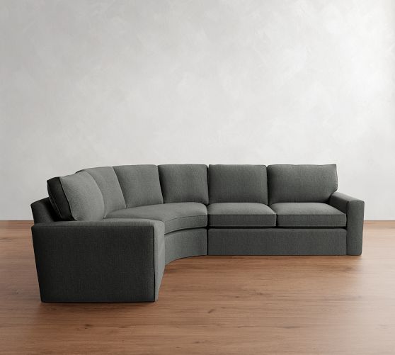 Pottery barn curved sofa store