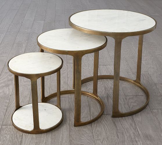 Porter Round Marble Nesting End Tables Brass Pottery Barn