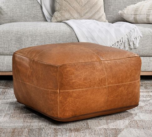 Gaona Leather Pouf 24 x 24 x 12