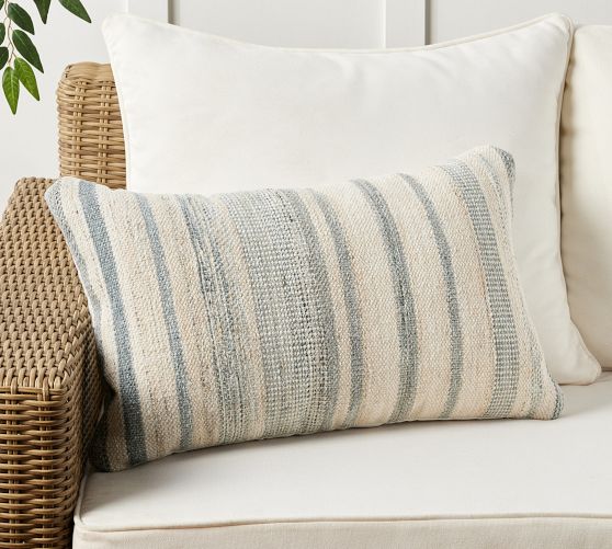 Dawn Striped Outdoor Pillow | Pottery Barn