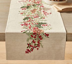Holly Berry Table Runner - Elegant Holiday Decor | Pottery Barn