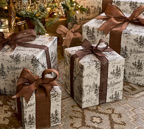 Rustic Forest & Plaid Gift Wrap Set | Pottery Barn