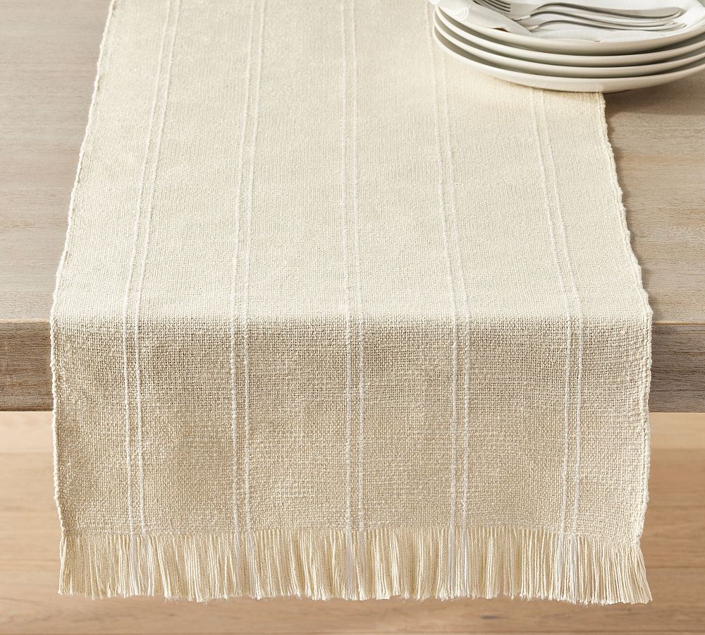 Becker Double Stripe Cotton Table Runner | Pottery Barn